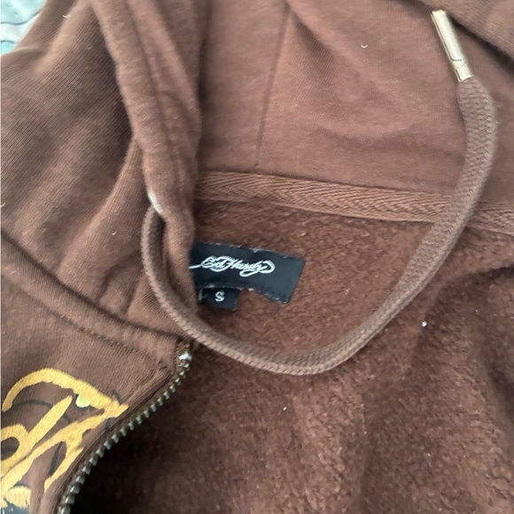 Ed Hardy | Other | Ed Hardy Chocolate Brown Hoodie With Gold Accents ...